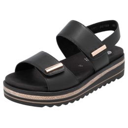 Keilsandalette Remonte, Damen, Gr. 41, schwarz, Leder, unifarben, Schuhe, Riemchensandale, Bequemschuh mit Schmuckelementen