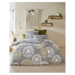 Bettw&auml;sche HEINE HOME Gr. 5, steingrau, sand, bedruckt, B/L: 135cm x 200cm, Renforc&eacute;, B/L: 40cm x 80cm, 2 tlg., Renforc&eacute;, 100% Baumwolle, Bettw&auml;sche, Bettw&auml;sche