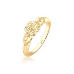 Fingerring Elli "Rosenbl&uuml;te Blume Vintage Look Trend 925 Silber" Gr. 52, gold, Fingerringe, Damen, 52mm, ohne Stein, Silber 925 (Sterlingsilber), 3mm, Fingerring