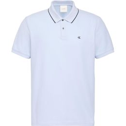 Poloshirt Calvin Klein "SS RFND PQ TPPD CLSS", Herren, Gr. L, breezy blau, Piqu&eacute;, Obermaterial: 100% Baumwolle, regular fit normal, Rundhals, eingesetzt angesetztes B&uuml;ndchen, Shirts, Mit Rundhalsausschnitt