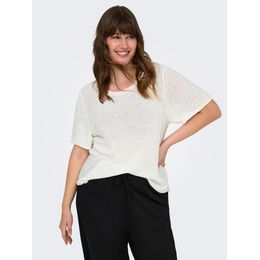 Kurzarmpullover Only CARMAKOMA "CARSUNNY S/S PULLOVER KNT NOOS", Damen, Gr. XL, wei&szlig; (cloud dancer), Strick, Obermaterial: 55% Polyacryl, 45% Nylon, unifarben, regular fit normal, Rundhals, Pullover