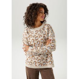 Aniston Pullover in Beige/ Hellbraun/ Hellblau - 65% | Gr&ouml;&szlig;e 38 | Damen-pullover-cardigans