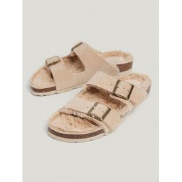 Pepe Jeans Footwear Leder-Pantoletten in Beige - 58% | Gr&ouml;&szlig;e 37 | Damen-pantoletten