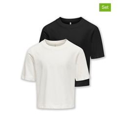 KIDS Only 2er-Set: Shirts in Schwarz/ Wei&szlig; - 46% | Gr&ouml;&szlig;e 122/128 | Kinder-oberteile
