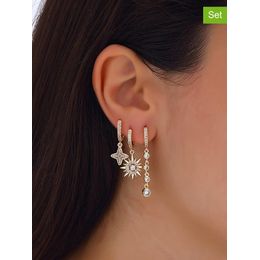 Nakkash 3er-Set: Vergold. Creolen mit Zirkonia - 61% | Schmuck