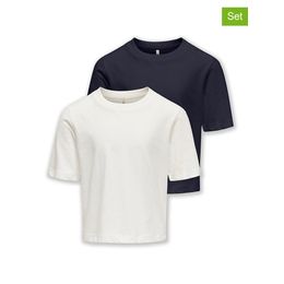 KIDS Only 2er-Set: Shirts in Wei&szlig;/ Dunkelblau - 46% | Gr&ouml;&szlig;e 122/128 | Kinder-oberteile