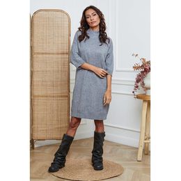 So Cachemire Strickkleid "Major" in Grau - 74% | Gr&ouml;&szlig;e L | Damen-kleider