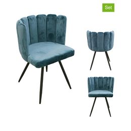 R&eacute;tro Chic 2er-Set: Sessel "Ariel" in Blau - (B)52,5 x (H)79,7 x (T)50,5 cm - 62% | Sitzmoebel