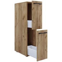 Mid.you Midischrank, Honigeiche, Metall, 2 Schublade(n) Schubladen, 25x110x50 cm, stehend, Badezimmer, Badezimmerschr&auml;nke, Midischr&auml;nke