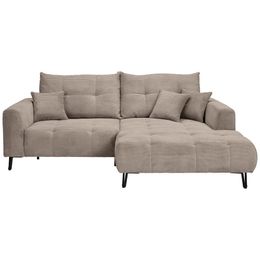 CARRYHOME Ecksofa, Taupe, Textil, 2-Sitzer, F&uuml;llung: Schaumstoff, Silikon,Schaumstoff, Silikon, Ottomane rechts, L-Form, 250x185 cm, Stoffauswahl, seitenverkehrt erh&auml;ltlich, R&uuml;cken echt, haustierfreundlicher Bezug, Wohnzimmer, Sofas & Couches, Wohnlandschaften, Ecksofas
