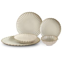 Kombiservice Paris, Perlmutt, Keramik, 25-teilig, 30x10x30 cm, Gr&uuml;ner Punkt, Essen & Trinken, Geschirr, Geschirr-Sets, Kombiservice