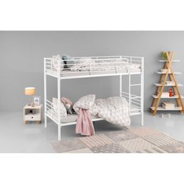 OTTO home Etagenbett &raquo;Hayo, Metallbett, Stockbett&laquo; teilbar in 2 Einzelbetten, perfekt f&uuml;r kleine R&auml;ume, mehrere Farben, (B/T/H) ca. 208/97/160 cm wei&szlig;