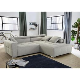 Jockenh&ouml;fer Ecksofa &raquo;Salerno L-Form&laquo; im Big-Sofa-Style, mit Kopf- bzw. R&uuml;ckenteilverstellung und Zierkissen beige