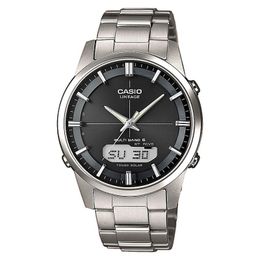 CASIO FUNK Herren Funkchronograph Solaruhr, Armbanduhr, Herrenuhr, Funkuhr, Titanarmband, Saphirglas silber