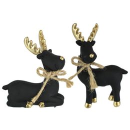 I.GE.A. Dekofigur &raquo;Tierfigur Elch&laquo; Figur Rentier Skulptur Statue Weihnachtsdeko Hirsch Dekohirsch Advent schwarz Polyresin