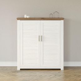 set one by Musterring Highboard &raquo;York&laquo; Typ 19, mit 3 Schubk&auml;sten und Flaschenregal, Landhausstil, B 129cm wei&szlig;