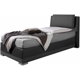 Maintal Boxspringbett verstellbare Kopfst&uuml;tze schwarz Strukturstoff-Bezug 100% Polyester;Kunstleder 100% PU;Bezug der Spiegelfl&auml;che Matratzendrell aus 100% 