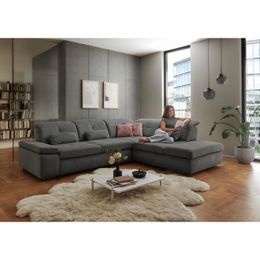 Die PlanBar Ecksofa &raquo;MP-IN16012 L-Form Kaltschaum-Polsterung&laquo; inkl. Sitztiefenverstellung, optional mit Funktionen grau 85% Polyester;15% Nylon