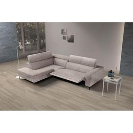 Egoitaliano Ecksofa &raquo;Edith, Designsofa mit hohem Sitzkomfort, L-Form&laquo; inkl. elektrischer Relaxfunktion und manuell verstellbaren Kopfteilen grau Luxus-Micofaser 