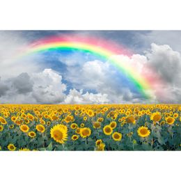 papermoon Fototapete &raquo;Rainbow Sunflowers&laquo; glatt bunt Vlies