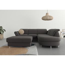 Sit & More sit&more Ecksofa &raquo;Apulia L-Form&laquo; wahlweise Bettfunktion, Bettkasten und Kopf- und Armteilverstellung grau Webstoff (100% Polyester);Struktur weich (90