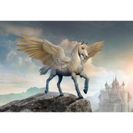 papermoon Fototapete &raquo;PEGASUS-PFERDE TIERE PFERD SCHLOSS PALAST FANTASY DEKO&laquo; bunt Vlies