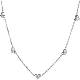 Firetti Damen Herzkette &raquo;Schmuck Geschenk Edelstahl Halsschmuck Halskette Ankerkette Herz&laquo; mit Zirkonia (synth.) silber