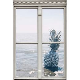 queence Wandsticker &raquo;Ananas&laquo; Wandsticker, Wandbild, selbstklebend, 3D, Fenster silber