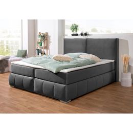 Home Affaire Boxspringbett &raquo;Wehma&laquo; inkl. Topper in 3 verschiedenen Matratzen, auch in Samtstoff grau Struktur fein (100% Polyester)