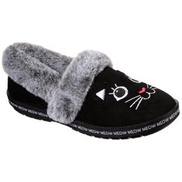 Skechers Damen Pantoffel &raquo;TOO COZY MEOW PAJAMAS&laquo; Hausschuh mit gesticktem Katzengesicht schwarz 35
