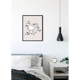 Komar Bild &raquo;Scribble Camel&laquo; Tiere 1 Stk. tlg. Wandbild zur Dekoration - ohne Rahmen wei&szlig; Holz, Papier