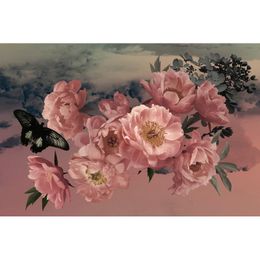 papermoon Fototapete &raquo;BLUMEN ABSTRAKT-MUSTER DESIGN ROSEN BLUMEN DECOR RETRO&laquo; bunt Vlies