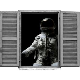queence Wandtattoo &raquo;Astronaut&laquo; Wandsticker, Wandbild, selbstklebend, 3D, Fenster schwarz