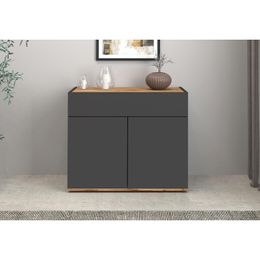 OTTO home Sideboard &raquo;Garda, Kommode, Schrank, 2 T&uuml;ren, 1 Schublade, Made in Italy&laquo; 2 T&uuml;ren, 1 Schublade, grifflos, Breite 80,9 cm, anthrazit/eiche 