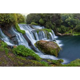 papermoon Fototapete &raquo;Waserfall im Wald&laquo; bunt Vlies