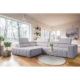exxpo - sofa fashion Ecksofa &raquo;Elianos, hoher Sitzkomfort, aufwendige Kreuzsteppung im Sitz, L-Form&laquo; Kopfteile & Sitztiefe verstellbar, ohne 