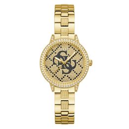 Guess Damen Quarzuhr &raquo;G LACE&laquo; Armbanduhr, Damenuhr, Edelstahlarmband, Kristallsteine gold