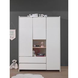 Vipack Kleiderschrank &raquo;Kiddy, mit funktioneller Einteilung und 2 Schubladen, stabil gebaut&laquo; H/T ca. 180x55cm, MDF wei&szlig; lackiert, Fachboden Kiefer, MDF-