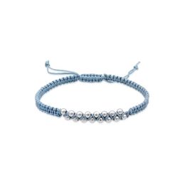 Elli Damen Armband &raquo;Kugeln Bead Nylon Knoten Verstellbar 925 Silber&laquo; blau