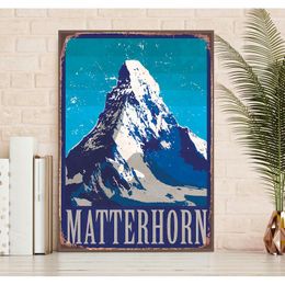 queence Metallbild &raquo;Matterhorn&laquo; Berge & Alpenbilder 1 Stk. tlg. Stahlschilder wei&szlig; Metall, Stahl