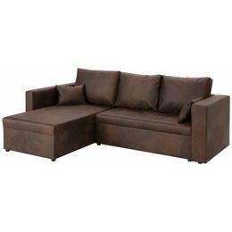 Home Affaire Ecksofa &raquo;Pur L-Form&laquo; wahlweise mit Bettfunktion braun Struktur (100% Polyester);100% Polyester Melrose ;Luxus-Microfaser Nubuk (100% 