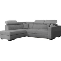 Home Affaire Ecksofa &raquo;Tulio L-Form&laquo; wahlweise mit Bettfunktion und Bettkasten, incl. 3 Zierkissen silber Struktur fein (100% Polyester);Struktur (100%