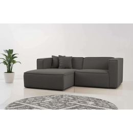 OTTO home Ecksofa &raquo;Tammie&laquo; Breite 222 cm, Webstoff fein, bodentief, mit Wellenunterfederung grau 100% Polyester