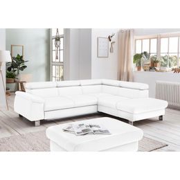 COTTA Ecksofa &raquo;Komaris L-Form, B: 249 cm&laquo; mit Kopfteilverstellung, optional Bettfunktion, Bettkasten & Licht wei&szlig; Microfaser PRIMABELLE (100% 
