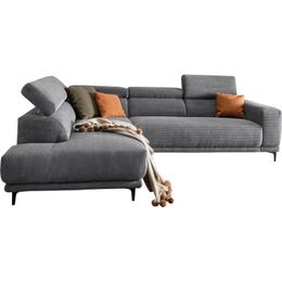 Alina Ecksofa &raquo;Hikari&laquo; wahlweise mit Sitzvorzug, in modernem Cordstoff, Breite 276 cm grau Cord GCT (92% Polyester, 8% Nylon)