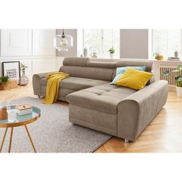 Sit & More sit&more Ecksofa &raquo;Riva L-Form&laquo; inklusive Kopteilverstellung, wahlweise mit Bettfunktion beige Flachgewebe (100% Polyester);Luxus-Microfaser (100% 
