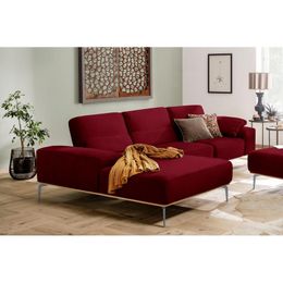 W.Schillig Ecksofa &raquo;run, Designsofa mit tollem Sitzkomfort, bequem, L-Form&laquo; mit elegantem Holzsockel, F&uuml;&szlig;e in Silber matt, Breite 319 cm rot Longlife 