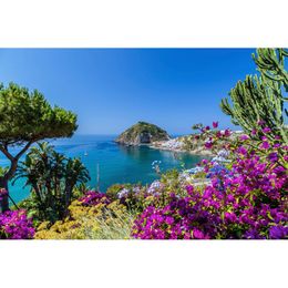 papermoon Fototapete &raquo;ISCHIA ITALIEN-BOUGANVILLA INSEL MEER BLUME FELSEN WALD&laquo; bunt Vlies
