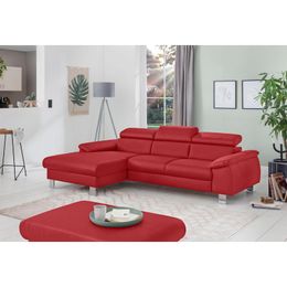 COTTA Ecksofa &raquo;Komaris L-Form, B: 244 cm&laquo; mit Kopfteilverstellung, optional Bettfunktion, Bettkasten & Licht rot Microfaser PRIMABELLE (100% Polyester