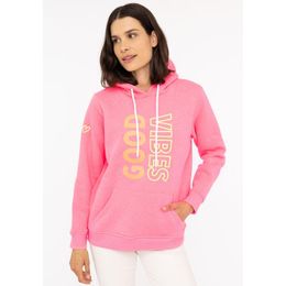 Zwillingsherz Damen Hoodie &raquo;"Good Vibes"&laquo;, mit guten Vibes, Herzen am Arm und farbiger Stickerei pink L/XL (L/XL)